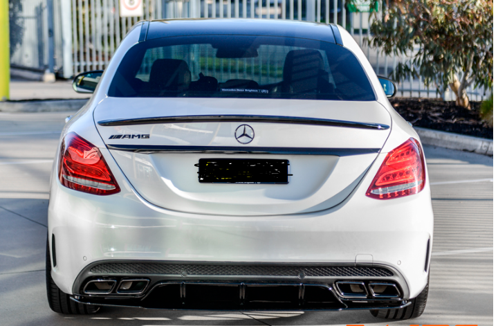 AMG C63 STYLE REAR BUMPER BAR DIFFUSER & EXHAUST TIPS FOR MERCEDES BEN ...