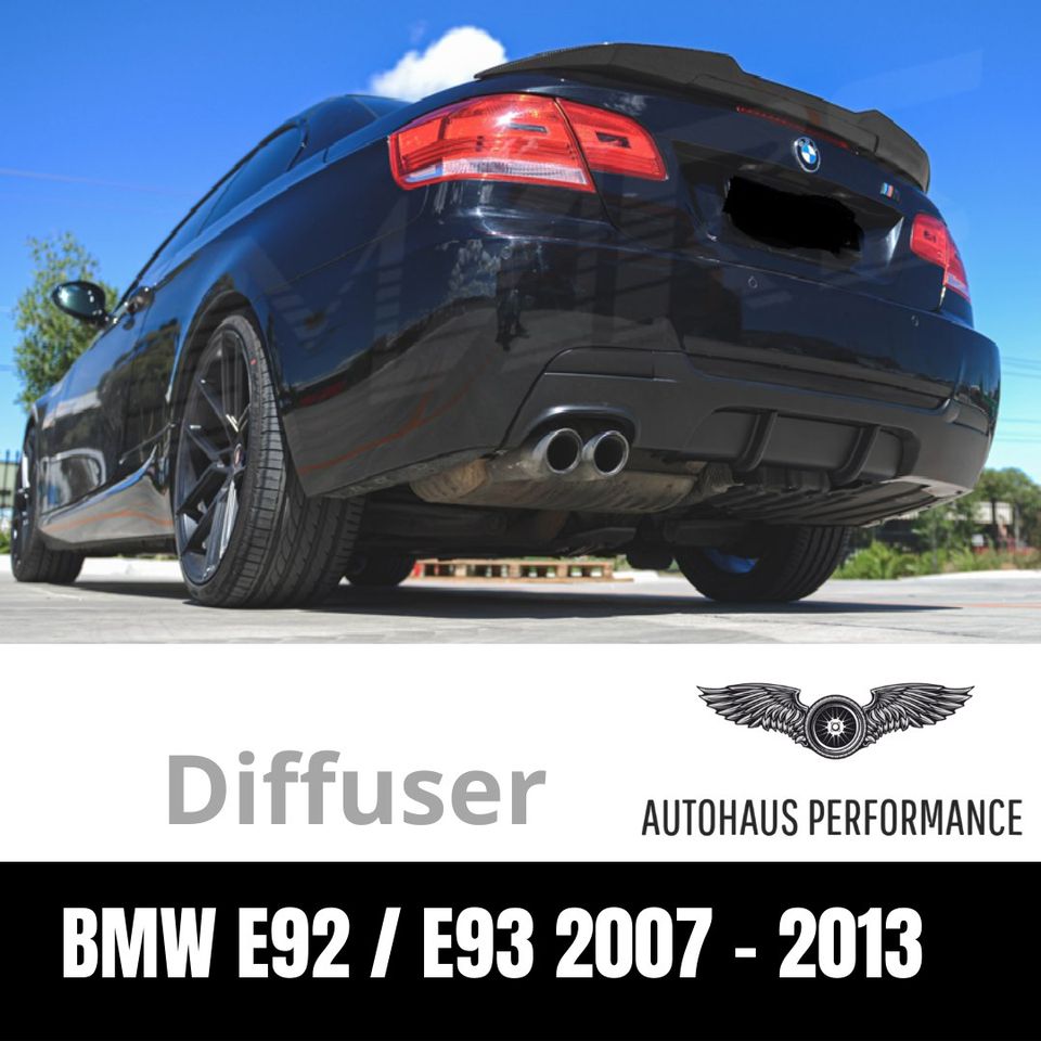 Gloss Black Rear Diffuser for BMW E92 E93 3 series single exhaust Pre ...