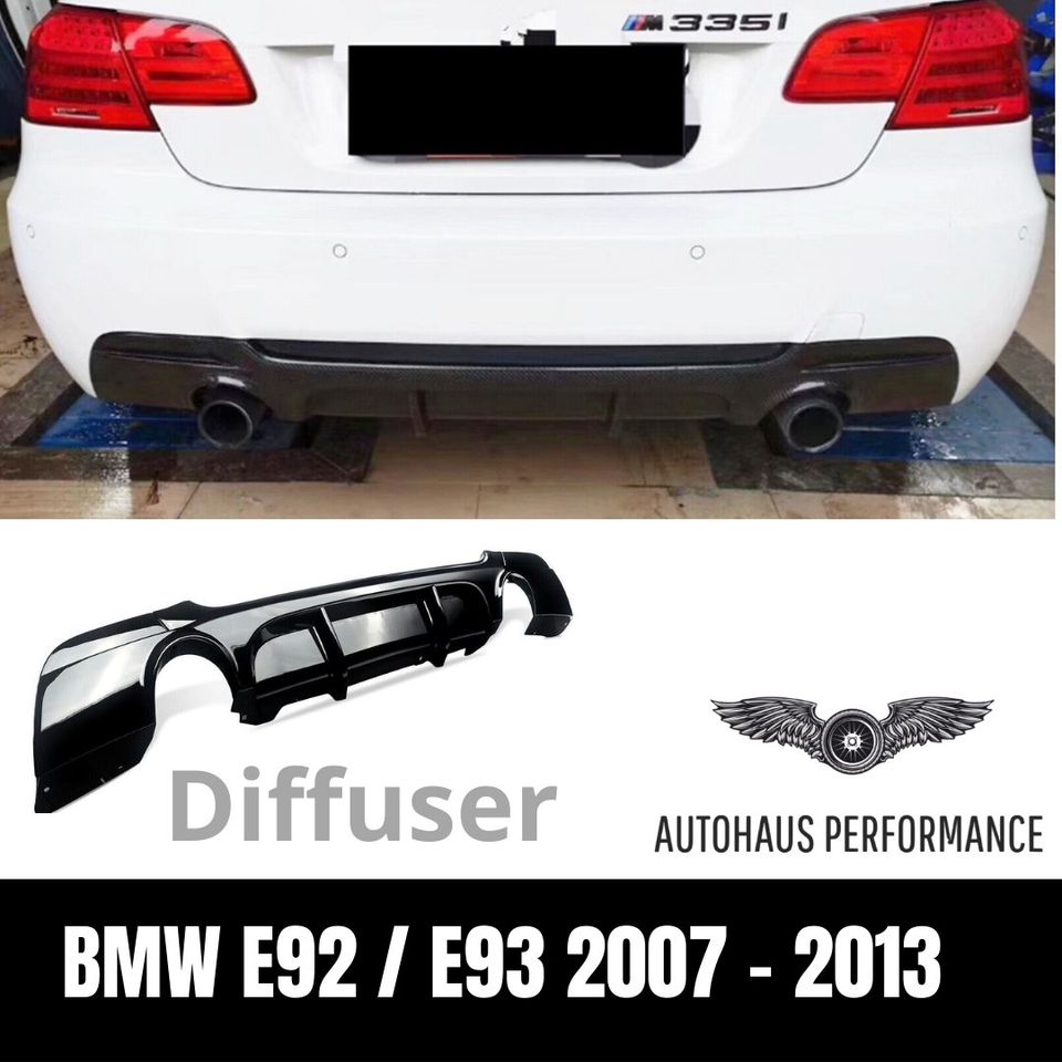 Gloss Black Rear Diffuser for BMW 3 series E92 E93 Twin exhaust 335i ...