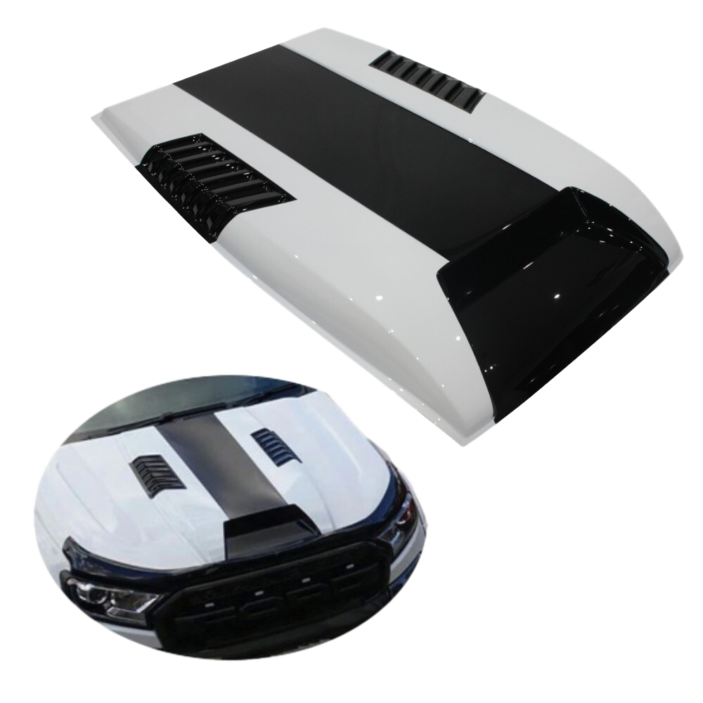 BLACK & WHITE BONNET SCOOP TO SUIT FORD RANGER PX2 PX3 2015-2019 ...
